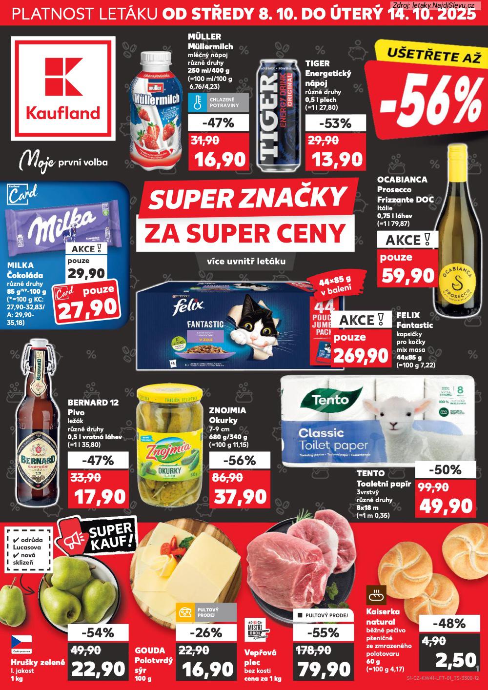 Kaufland leták - strana 1 | 8. 10. - 14. 10. 2025 | NajdiSlevu.cz
