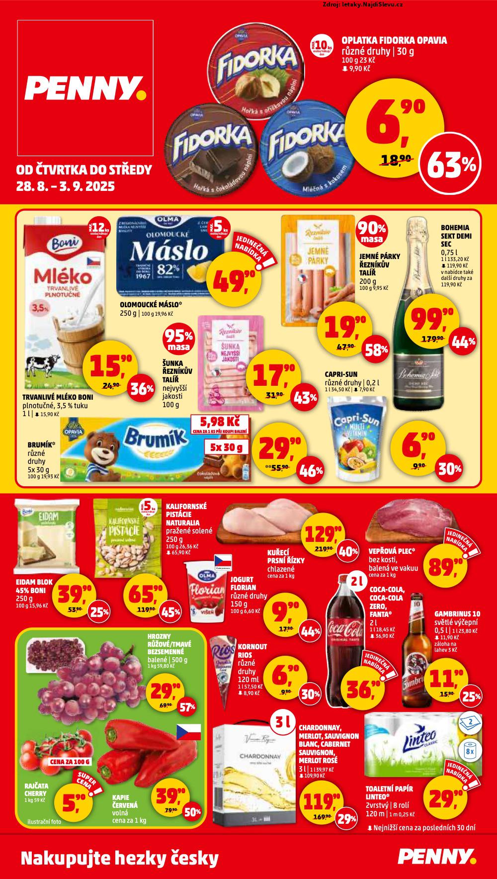 PENNY Market leták - strana 1 | 28. 8. - 3. 9. 2025 | NajdiSlevu.cz