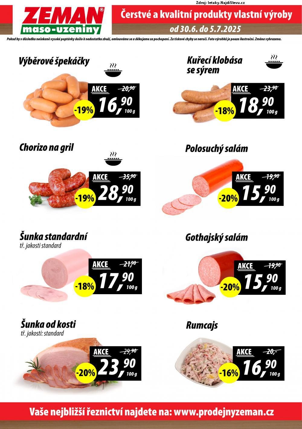 ZEMAN maso - uzeniny leták od 30.6. | NajdiSlevu.cz